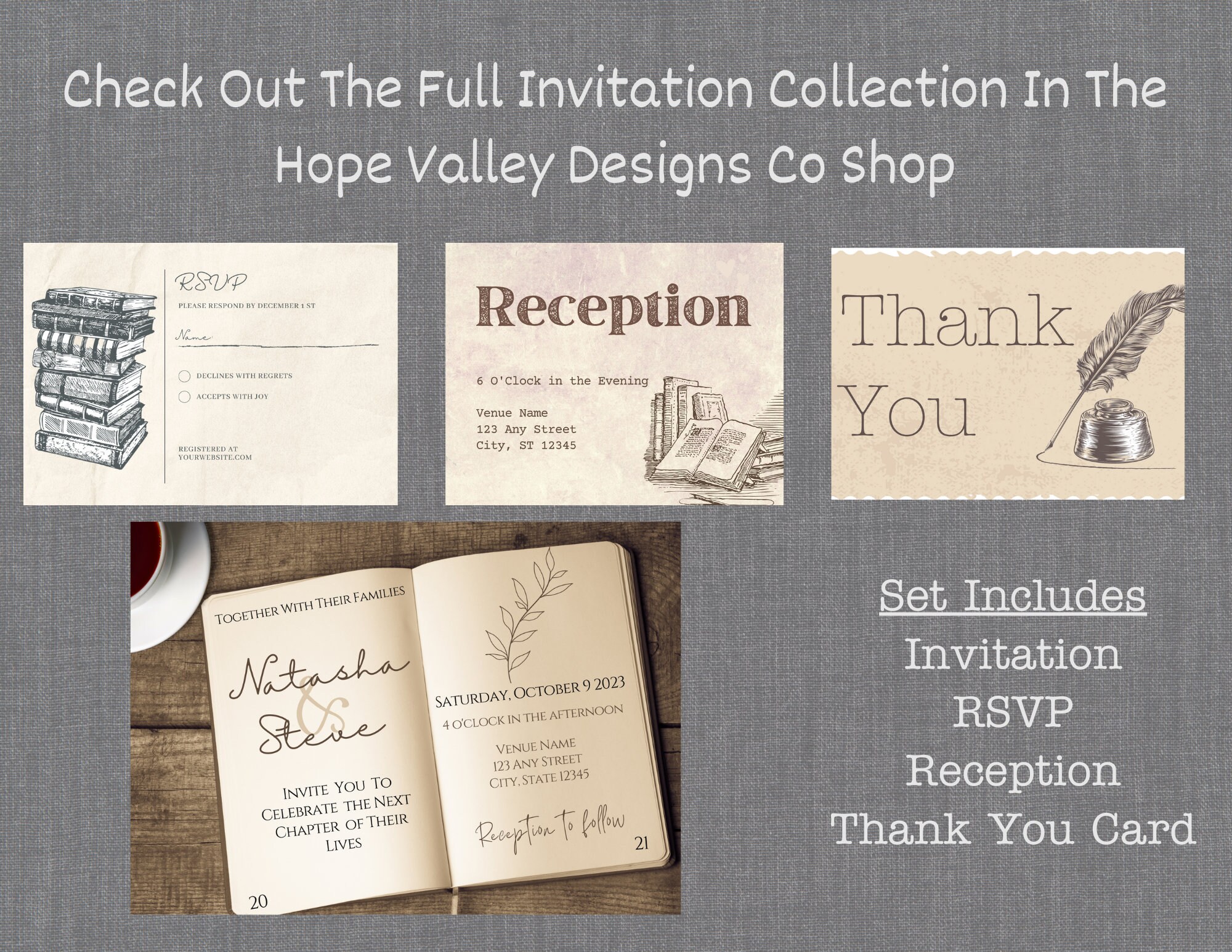 Book Themed Wedding Invitation, Book Lover's Wedding Invitation ...