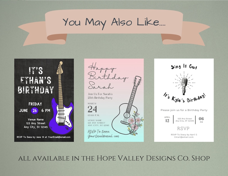 Drummer Birthday Invitation, Band Concert Birthday Invitation, Music ...