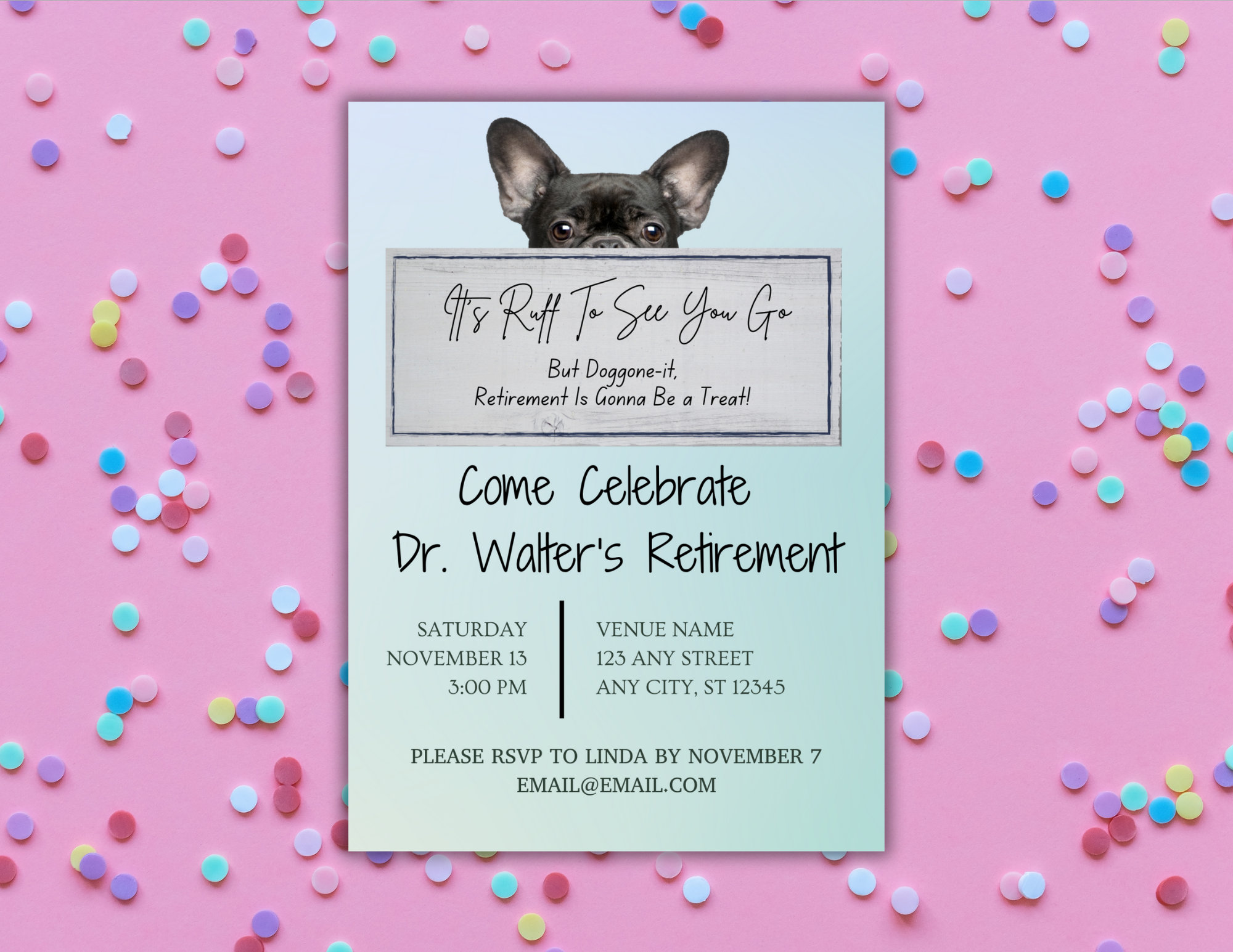 Veterinarian Retirement Party Invitation, Dog Lover Going Away Party ...