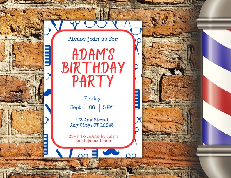 Barber Shop Birthday Invitation, Barber Shop Retirement Invite, Barber ...