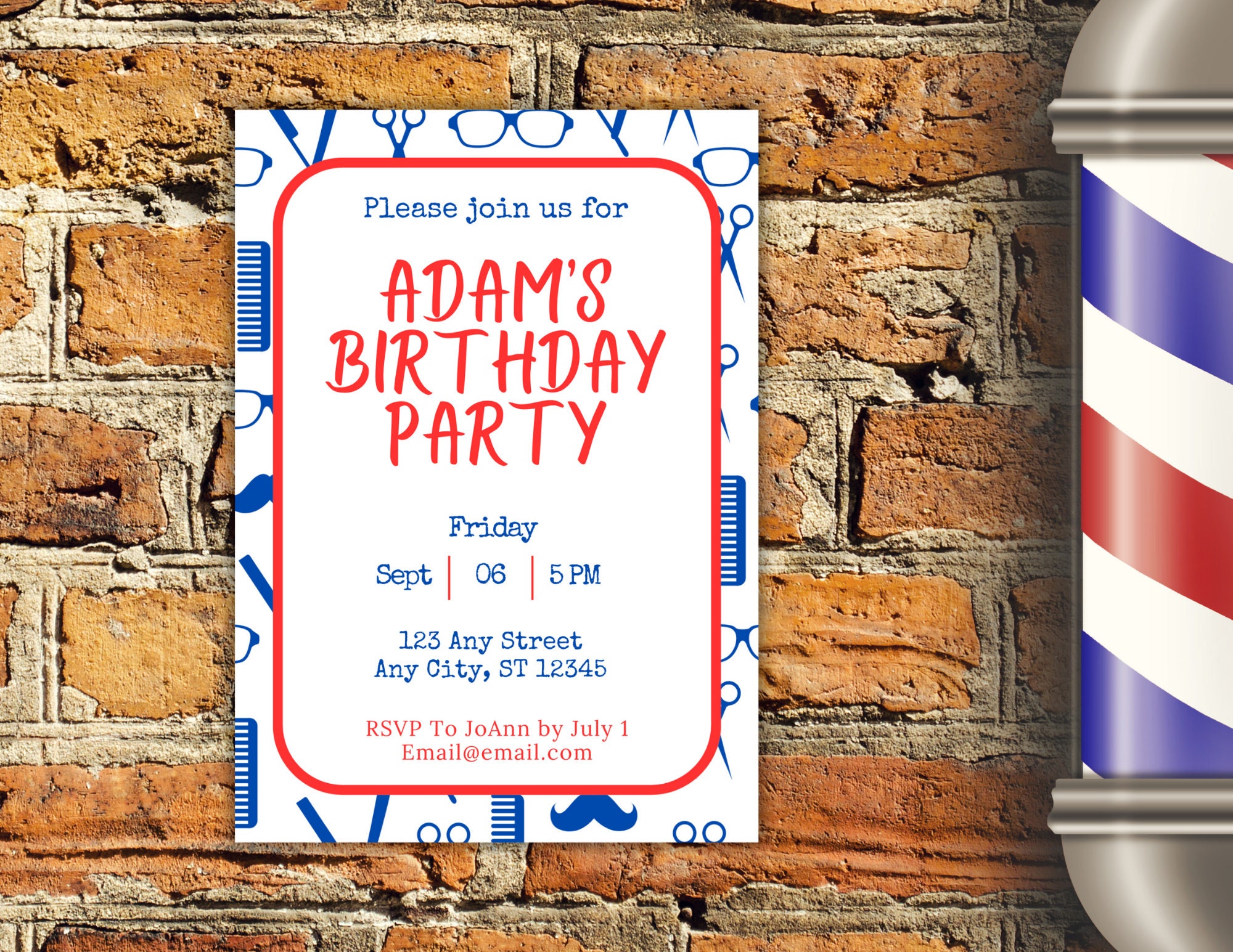 Barber Shop Birthday Invitation, Barber Shop Retirement Invite, Barber ...