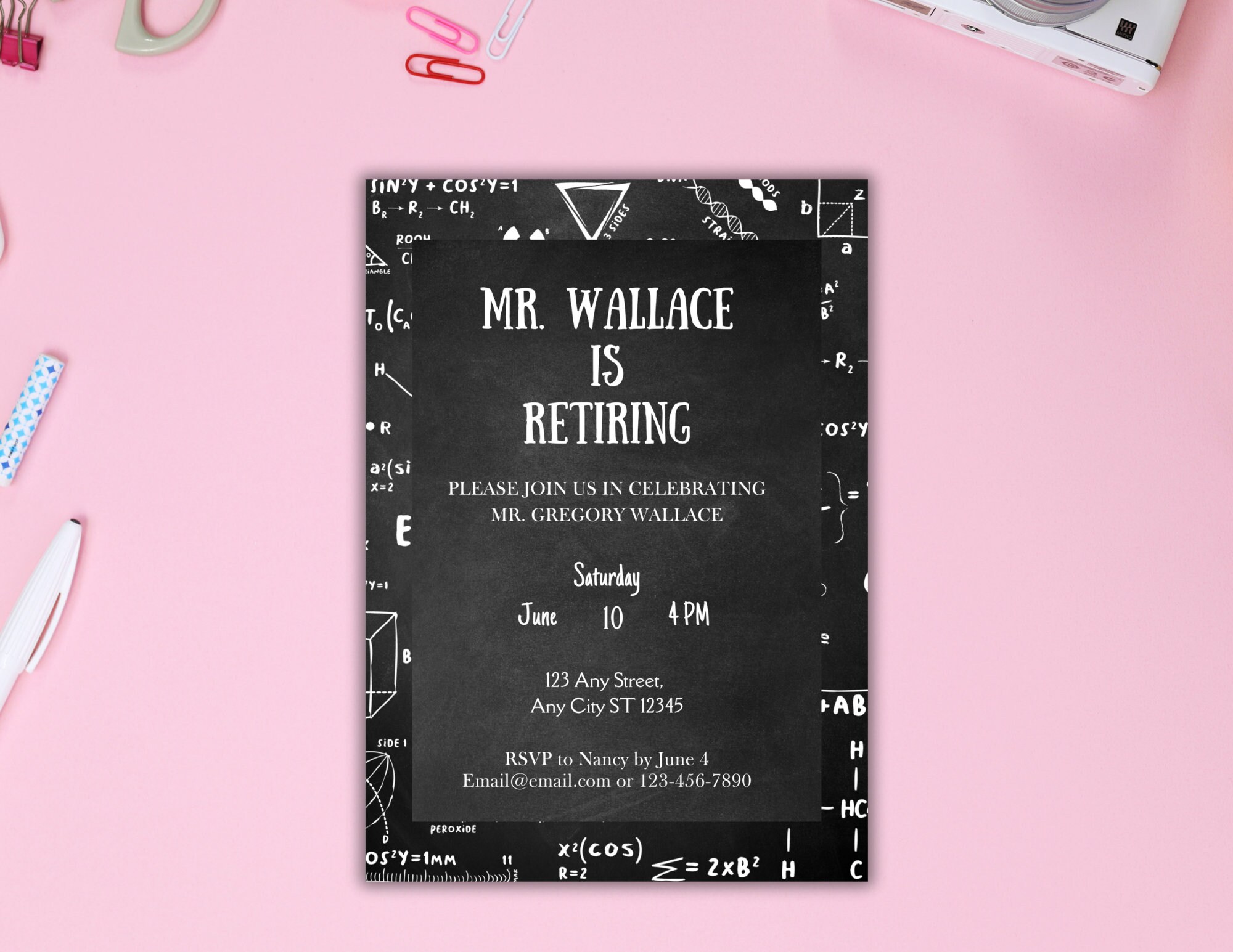 Math Teacher Retirement Party Invitation, Teacher Farewell Party ...