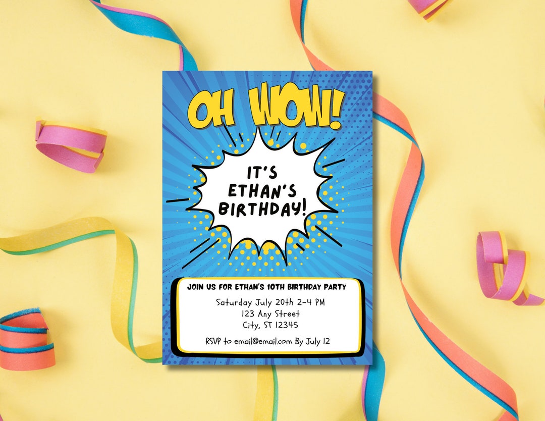 Superhero Birthday Party Invitation, Comic Book Birthday Party ...