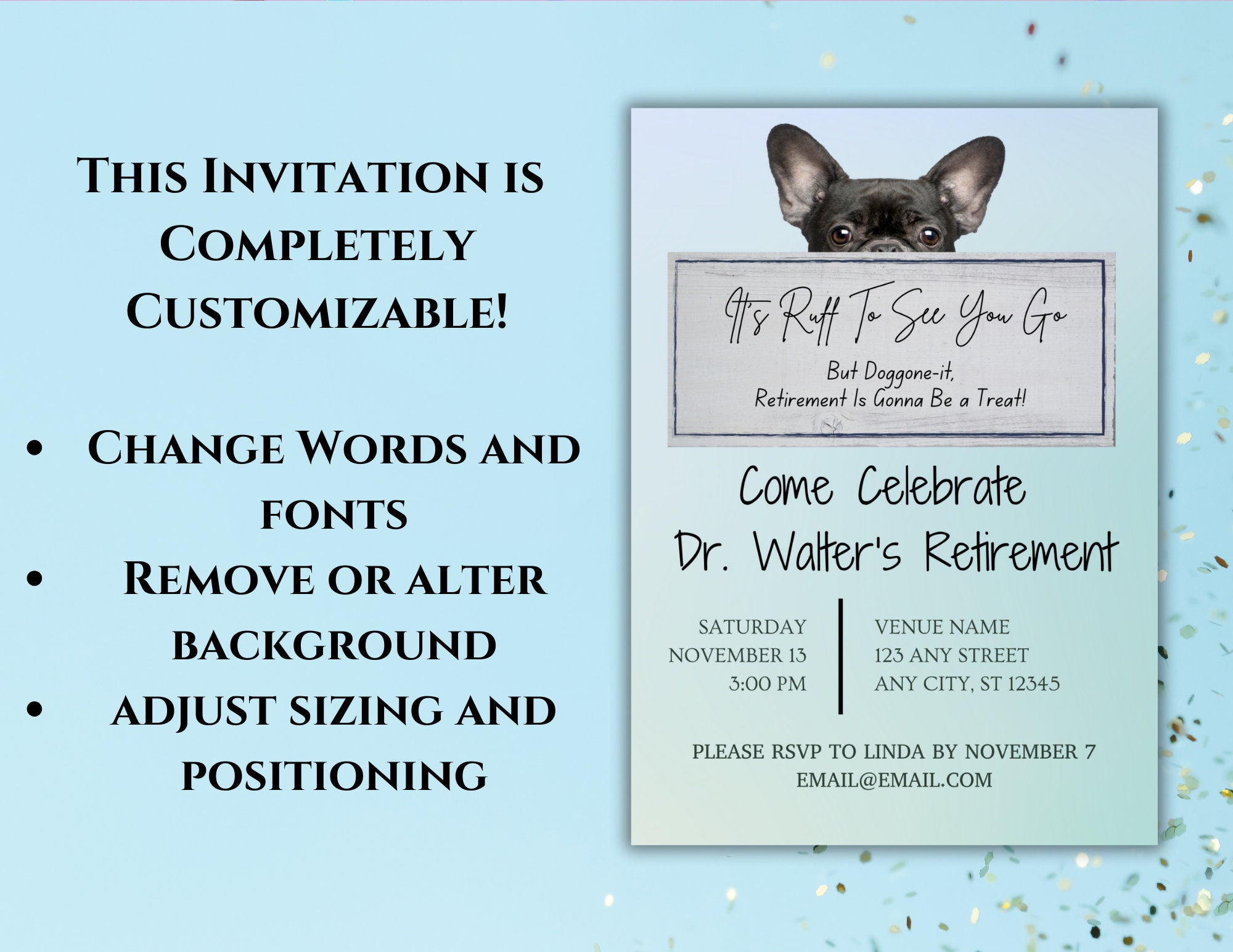 Veterinarian Retirement Party Invitation, Dog Lover Going Away Party ...