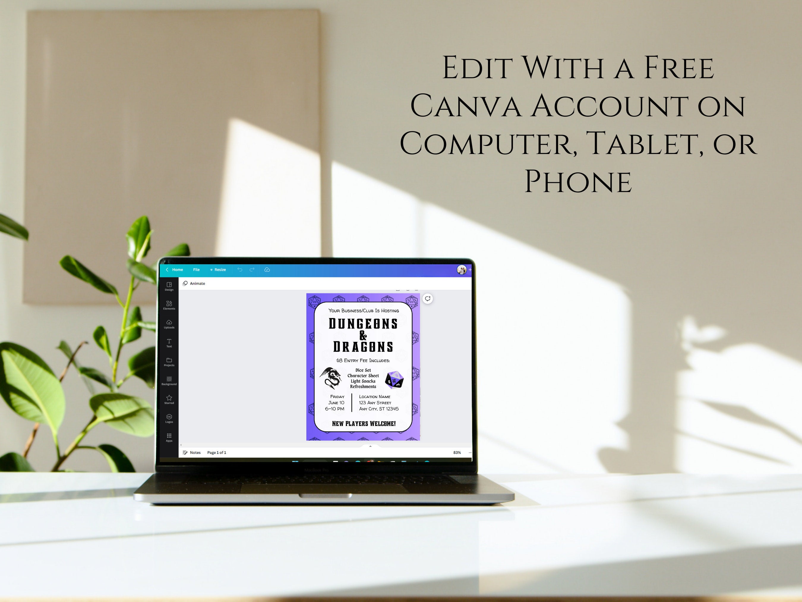 Dungeons and Dragons Flyer, Dnd Game Flyer, Dungeons and Dragons Game ...