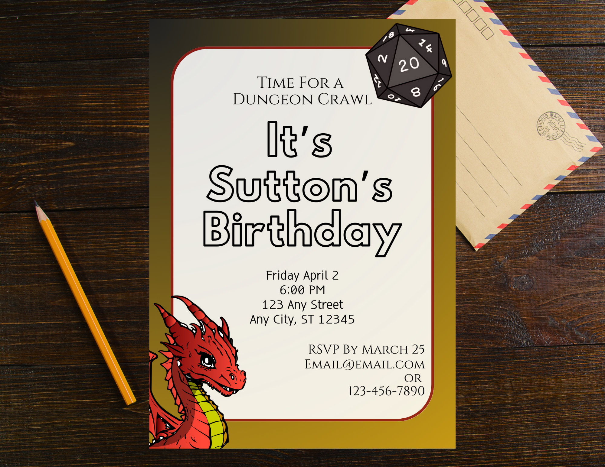 Dungeons and Dragons Birthday Invitation, Dnd Birthday Party Invitation ...