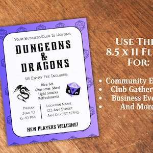 Dungeons and Dragons Flyer, Dnd Game Flyer, Dungeons and Dragons Game ...