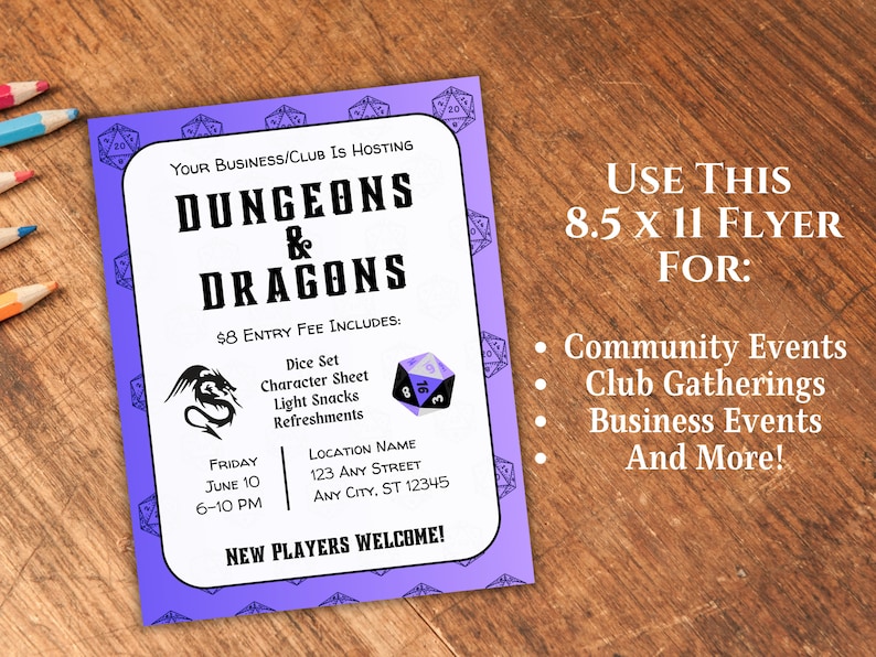 Dungeons and Dragons Flyer, Dnd Game Flyer, Dungeons and Dragons Game ...