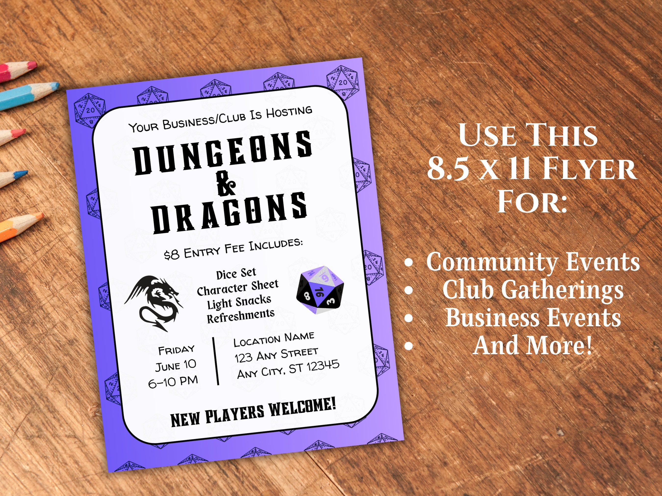 Dungeons and Dragons Flyer, Dnd Game Flyer, Dungeons and Dragons Game ...