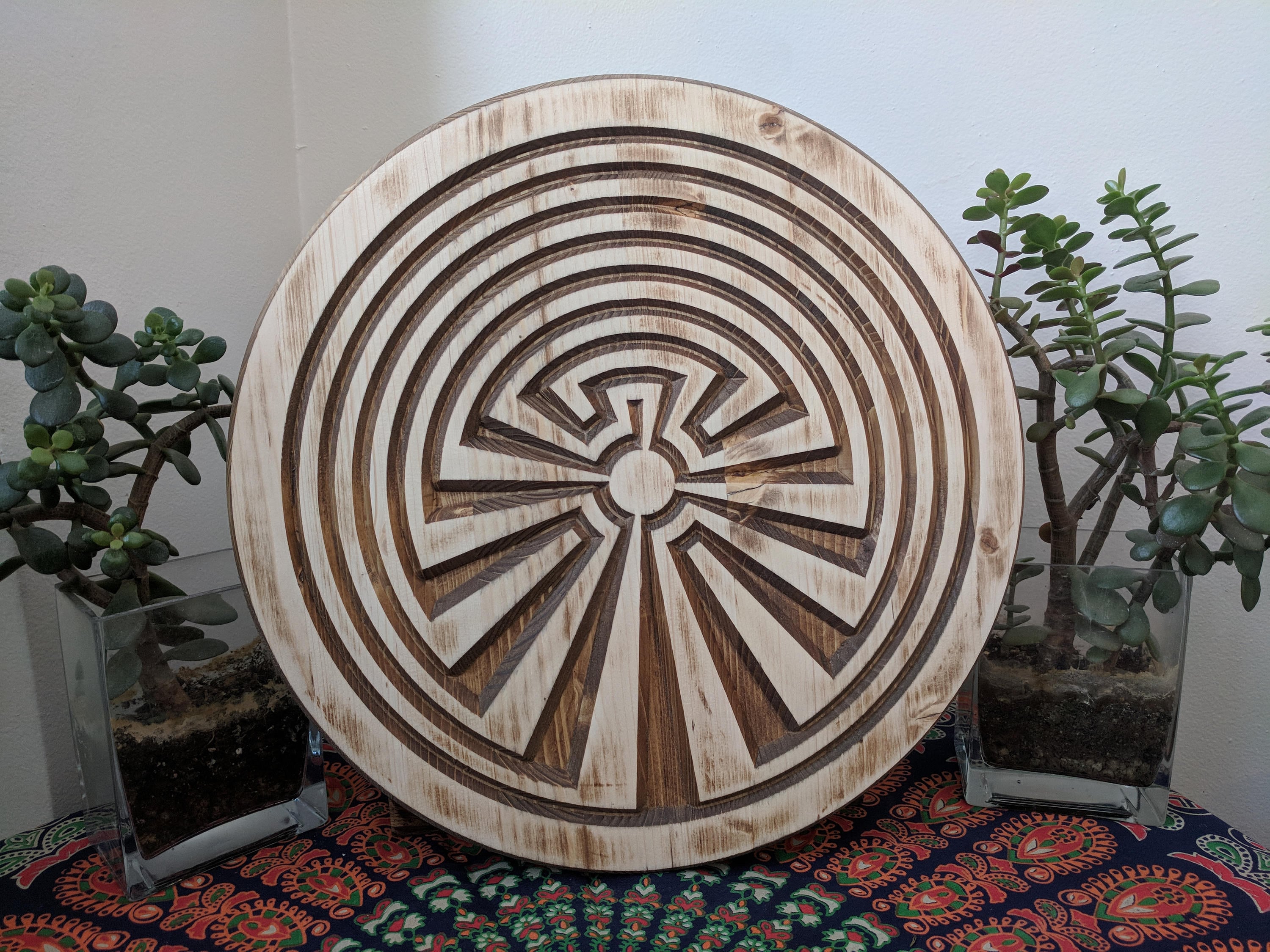 Radial Labyrinth Wood Carving Maze Wood Carved Maze Radial | Etsy