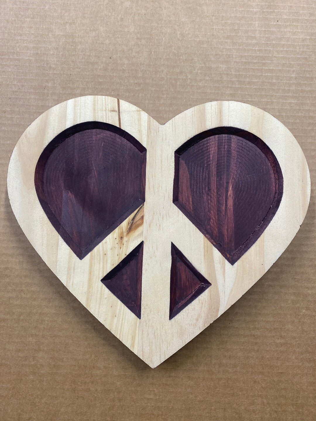 Heart Shaped Wood Carved Peace Sign, Peace Sign, Peace, Wall Art ...