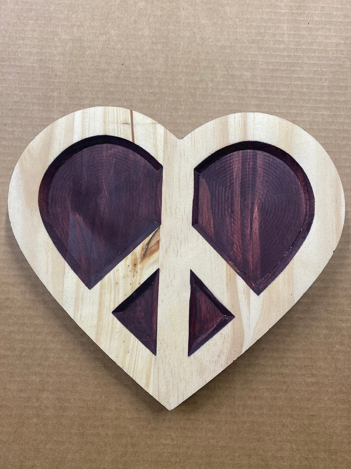 Heart Shaped Wood Carved Peace Sign Peace Sign Peace Wall | Etsy