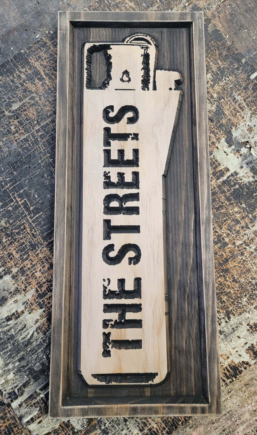 The Streets Logo With Lighter Rustic Wood Carving - Etsy