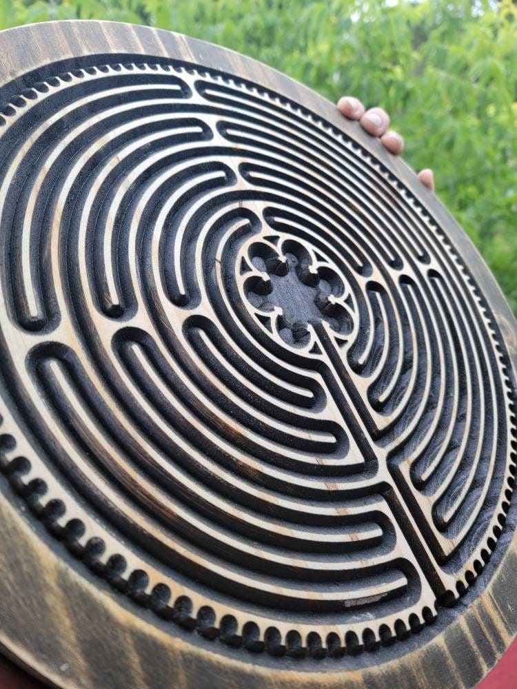 Finger Labyrinth Wood Carving Natural and Dark Brown With - Etsy