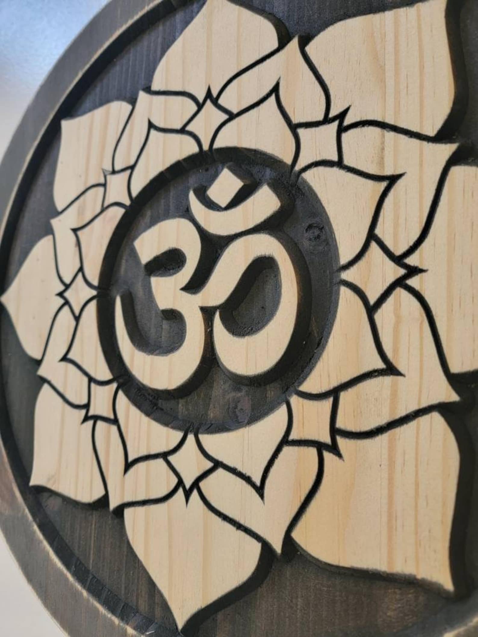 Carved Wood Om Symbol Meditation Decor, Sacred Aum Healing Art - Etsy
