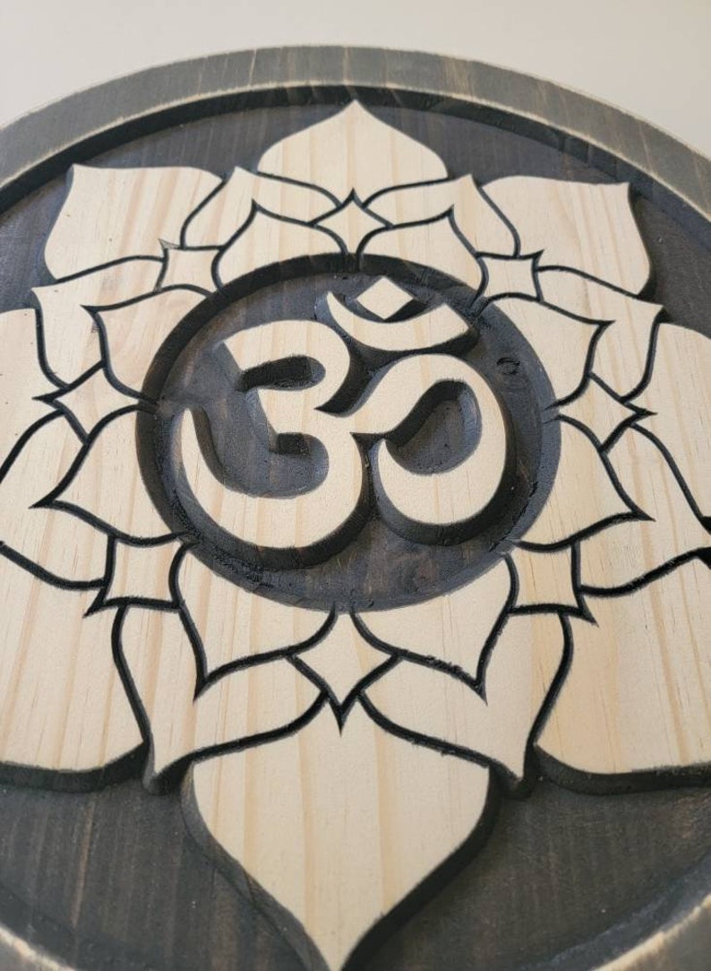 Carved Wood Om Symbol Meditation Decor, Sacred Aum Healing Art - Etsy