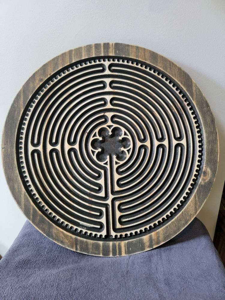 Finger Labyrinth Wood Carving Natural and Dark Brown With - Etsy