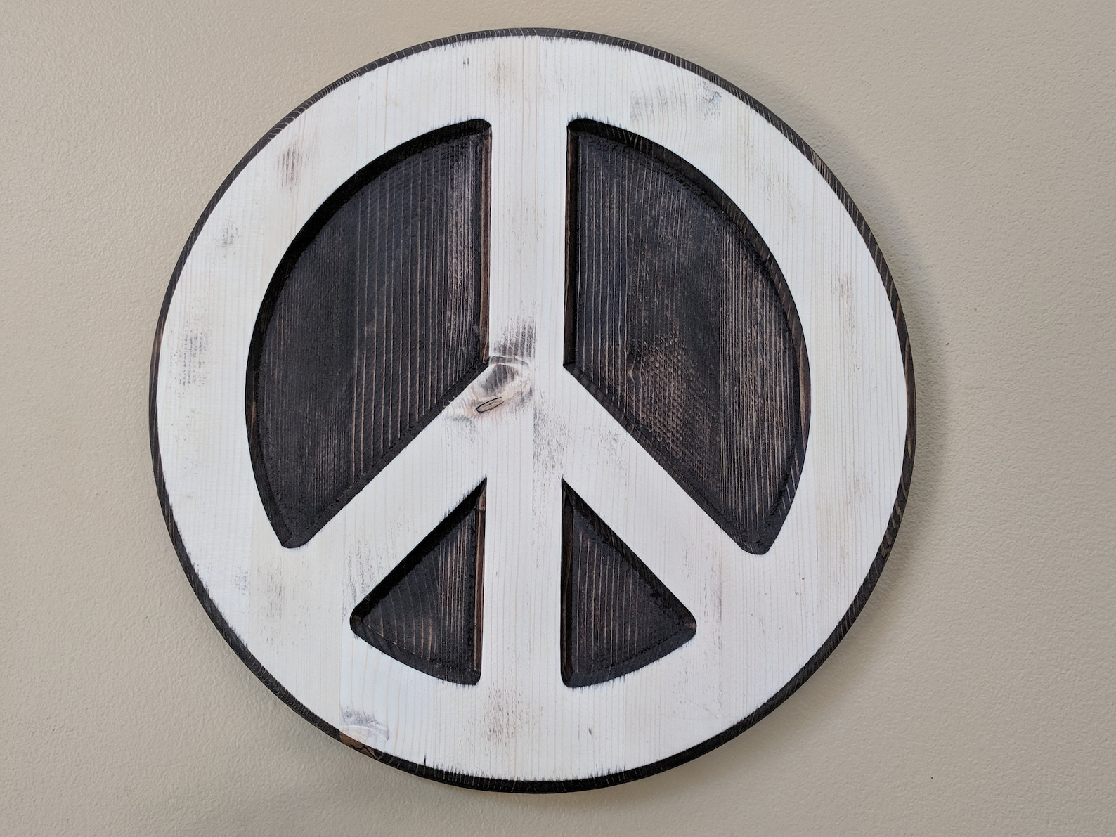 Wood Carved Peace Sign Wall Art, Rustic Distressed Design - Etsy