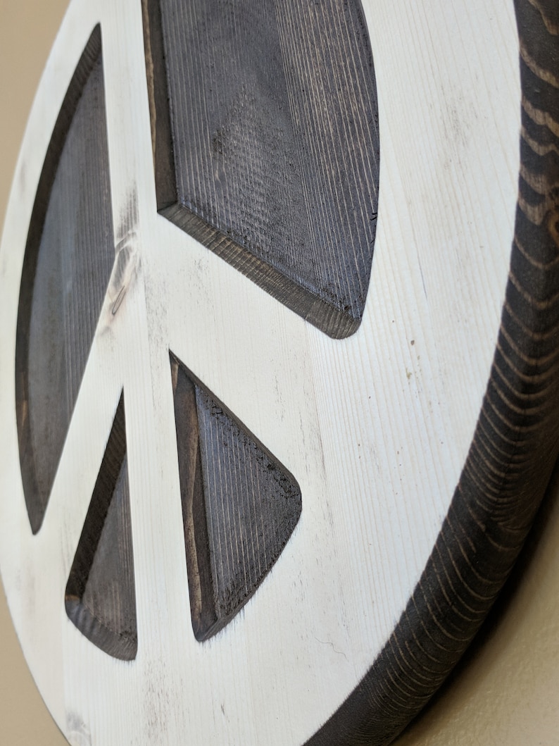 Wood Carved Peace Sign Wall Art, Rustic Distressed Design - Etsy