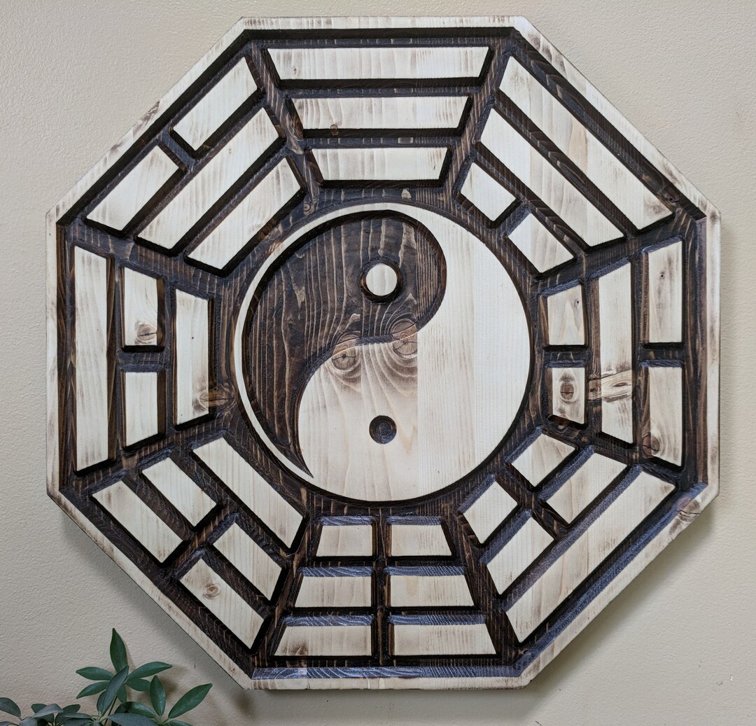 Carved Wood Yin Yang Eight Sided Decor, Feng Shui Meditation Art - Etsy