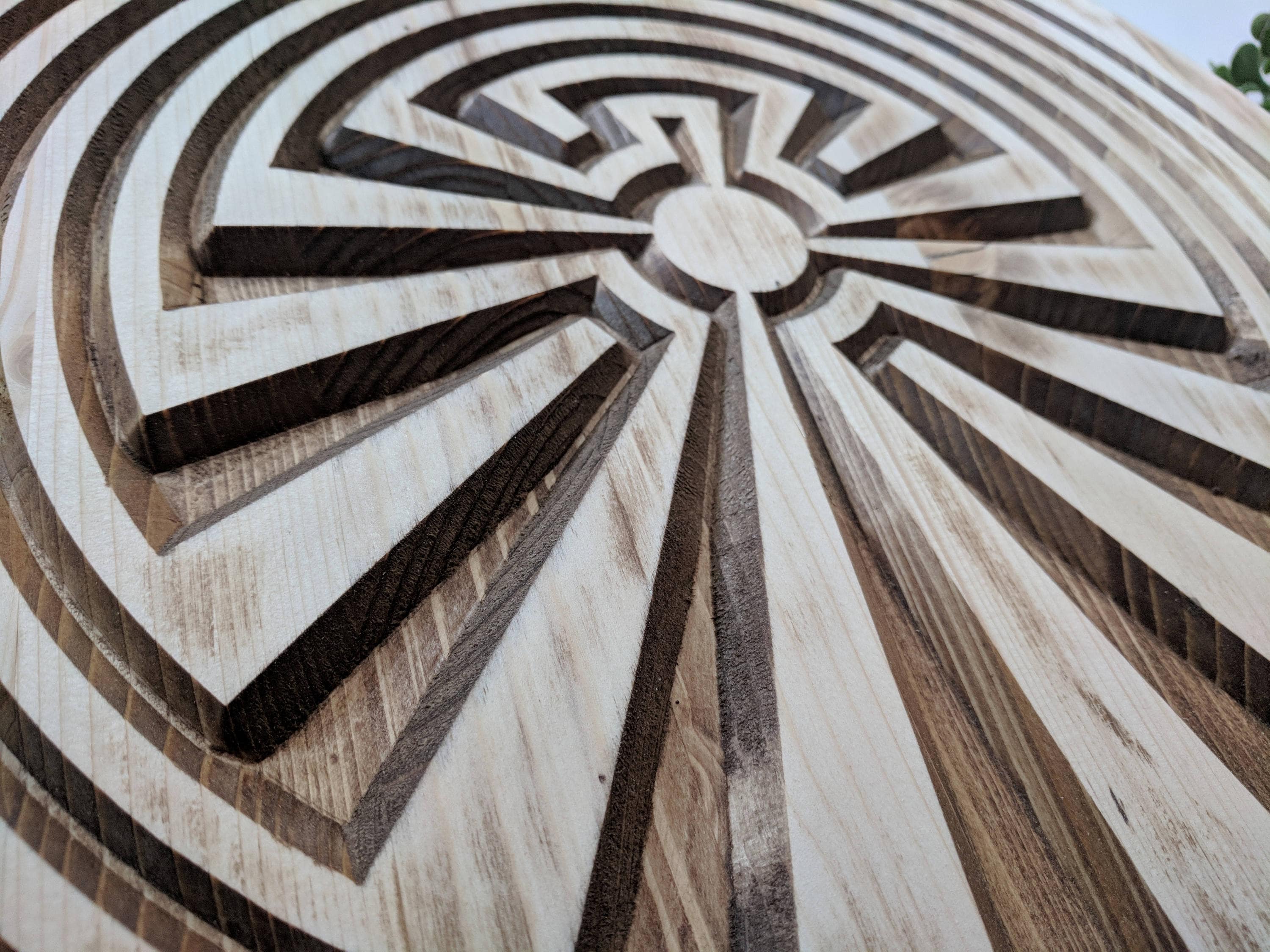 Radial Labyrinth Wood Carving Maze Wood Carved Maze Radial | Etsy