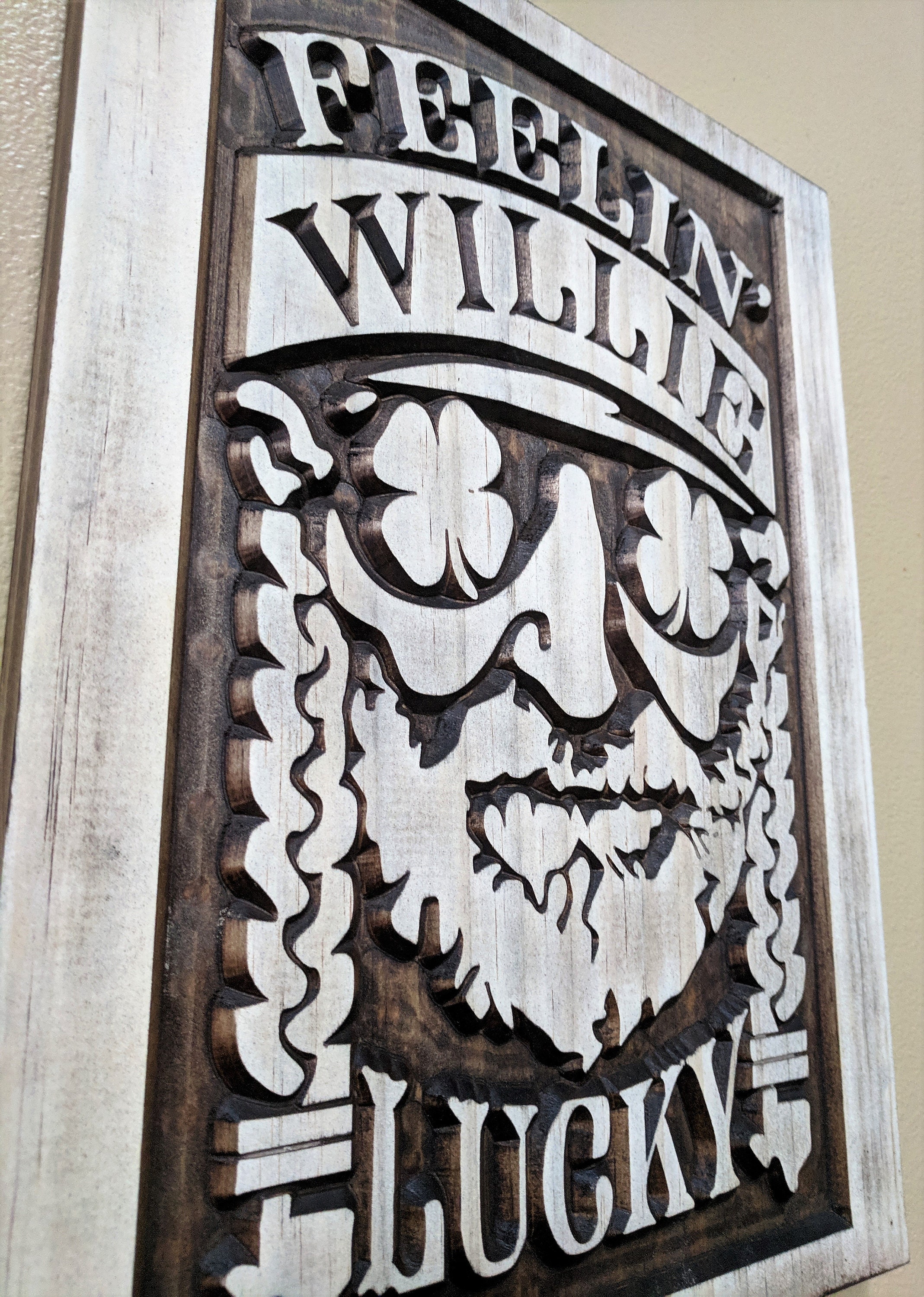 Wood Carved Feelin Willie Lucky Irish Sign Willie Nelson | Etsy