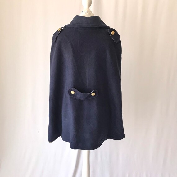 Ultra Mod Vintage 60s Military Cape in Navy Wool with… - Gem