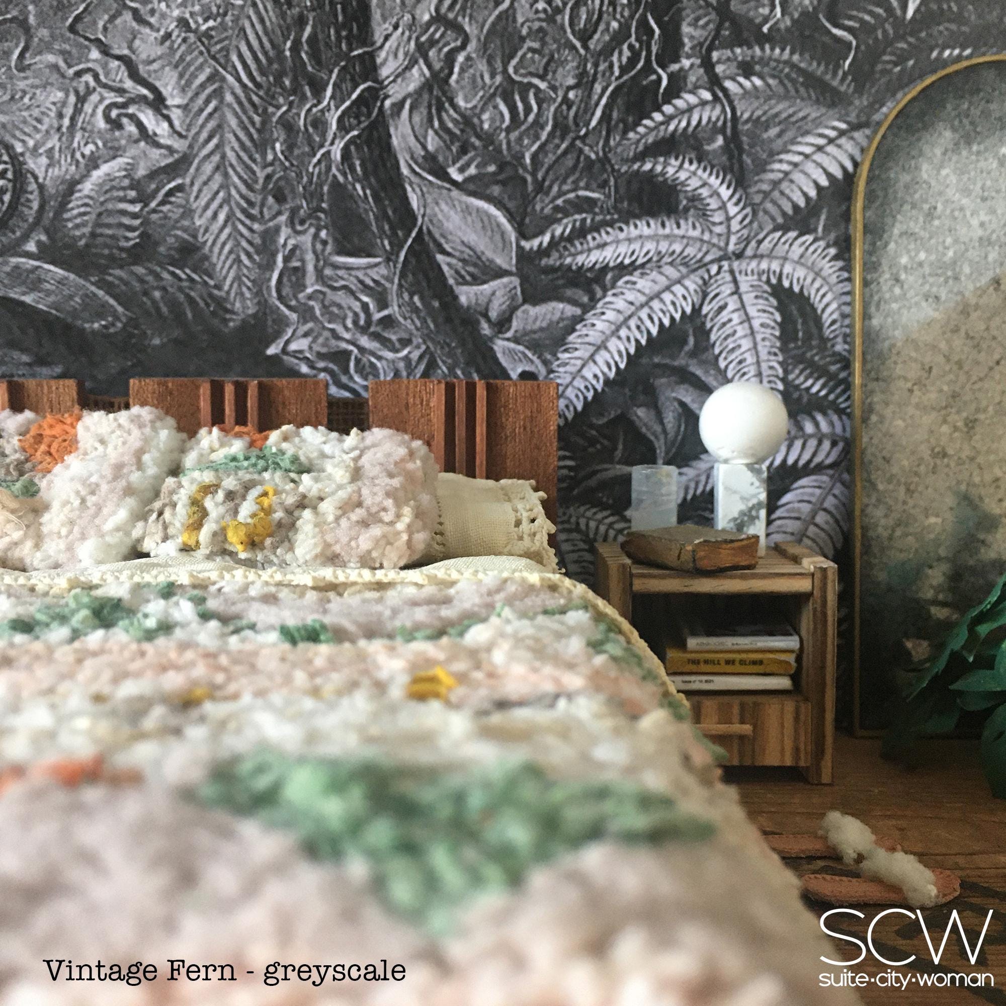 Modern Dollhouse Miniature Printable Wallpaper Mural Vintage Fern - Etsy