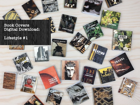 Printable Modern Dollhouse Miniature Book Covers 1:12 Scale | Etsy