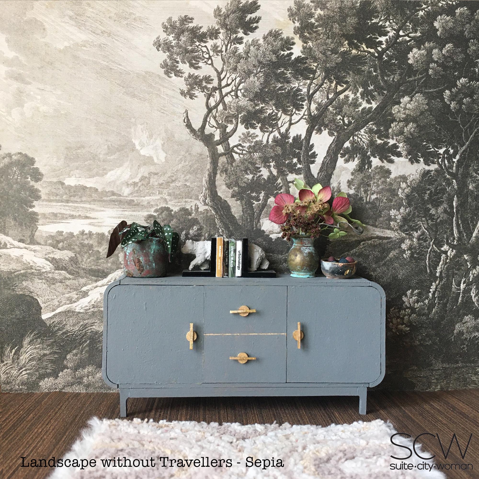 Modern Dollhouse Miniature Printable Wallpaper Mural: Landscape Without ...