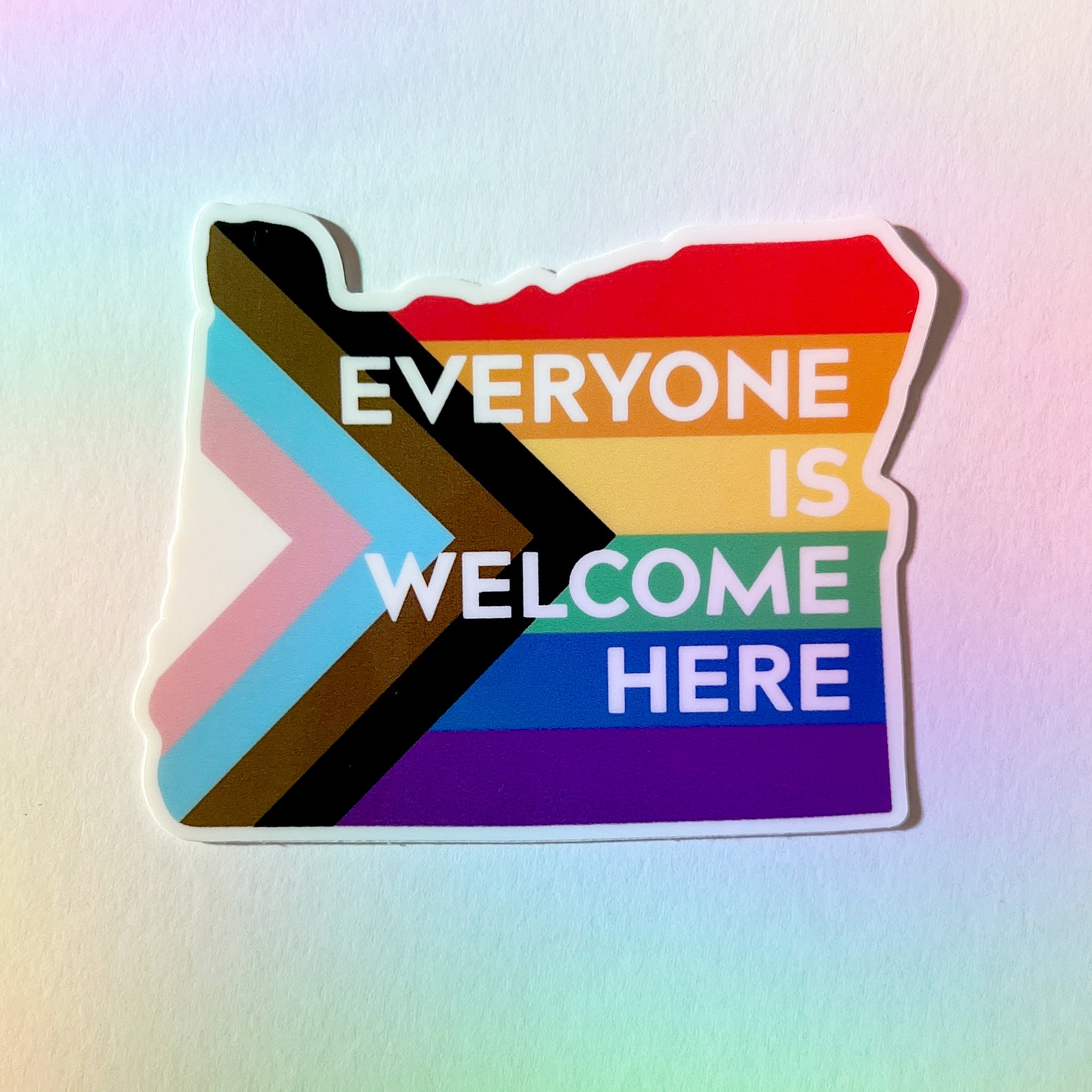 Oregon Pride Flag Sticker - Everyone is Welcome Here - 3" - Etsy