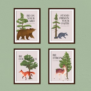Nursery Decor Woodland Animals Christian Baby Boy Bible Verses - Etsy