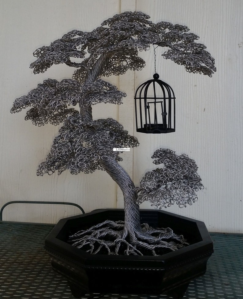 Double Twist Wire Tree Sculpture With Ornament | Etsy