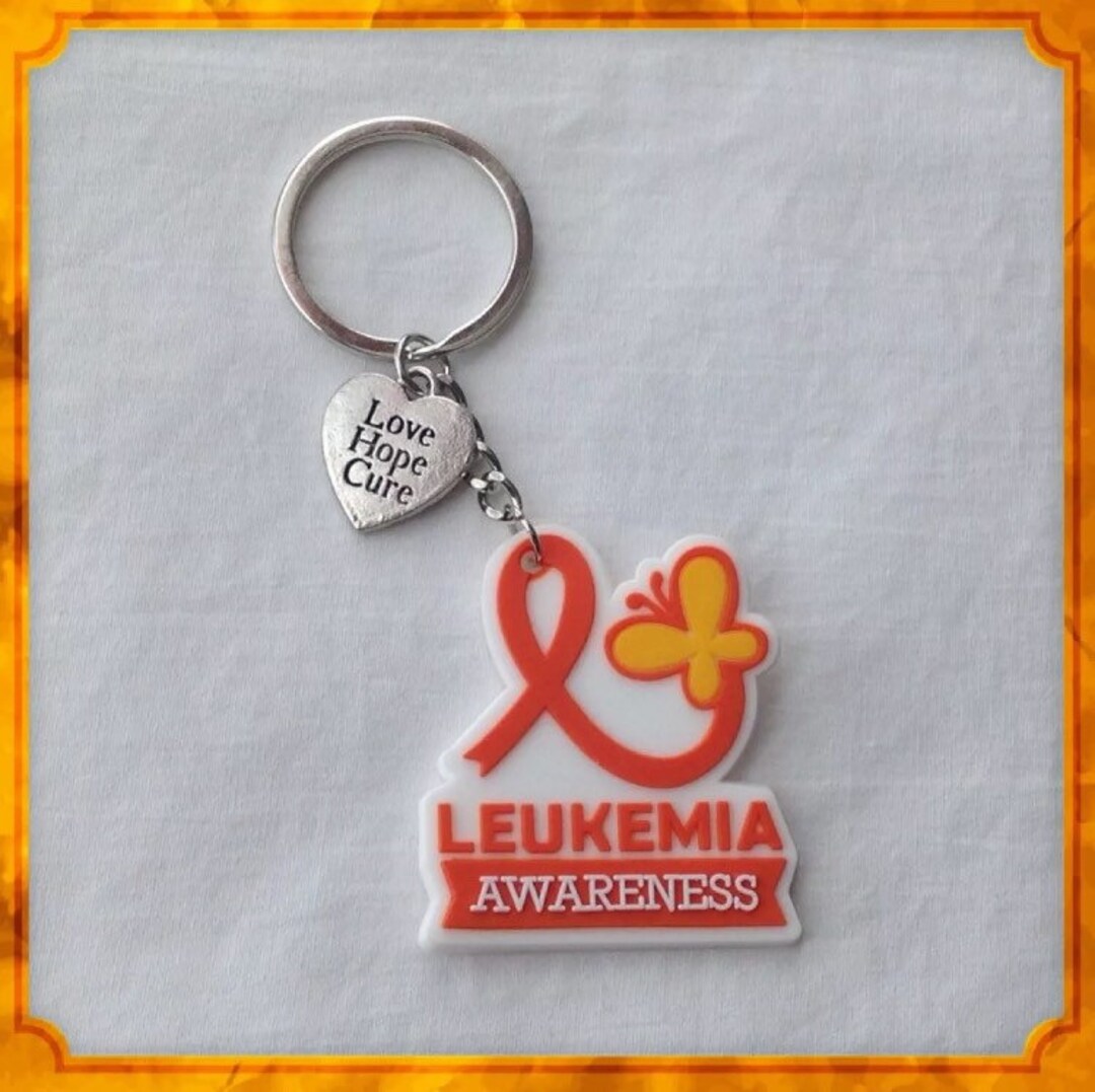 Orange Ribbon Leukemia Awareness Keychain With Love Hope Cure Charm ...