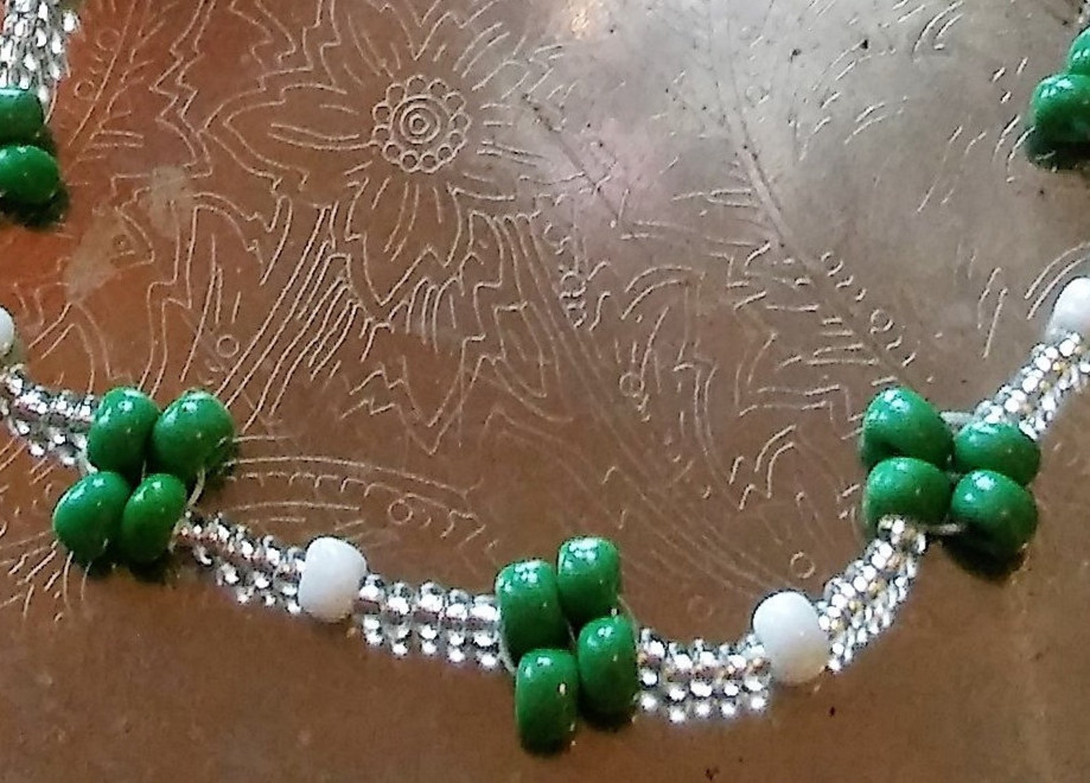 Green and White Beads, With Clear Beads - Etsy