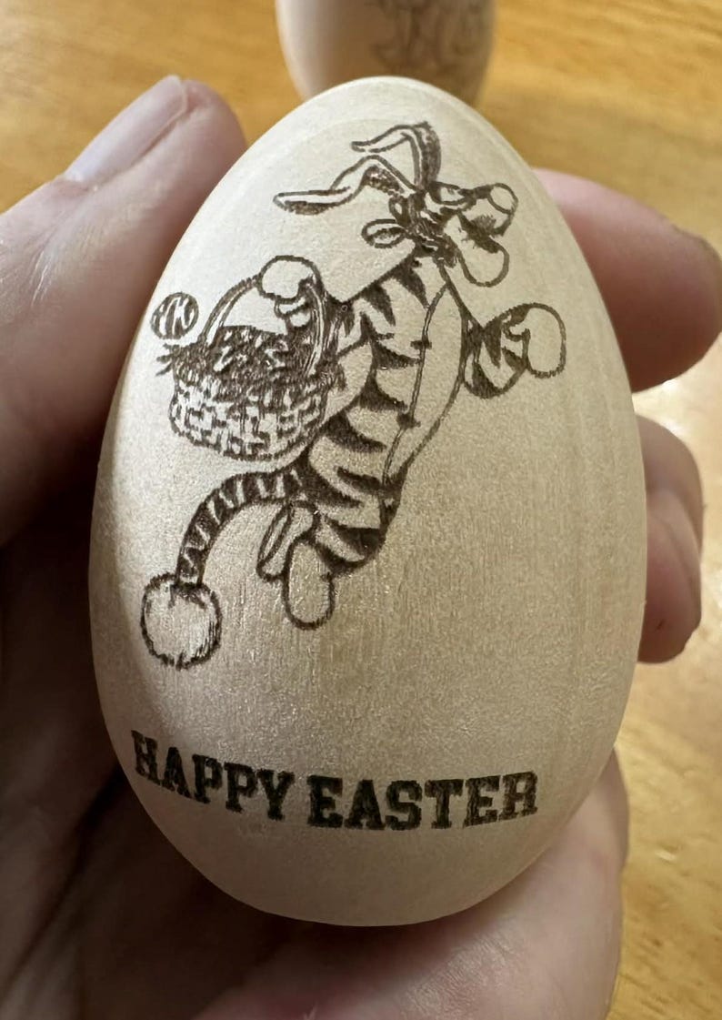Winnie the Pooh Wooden Engraved Easter Eggs – Natural Wood Keepsake ...