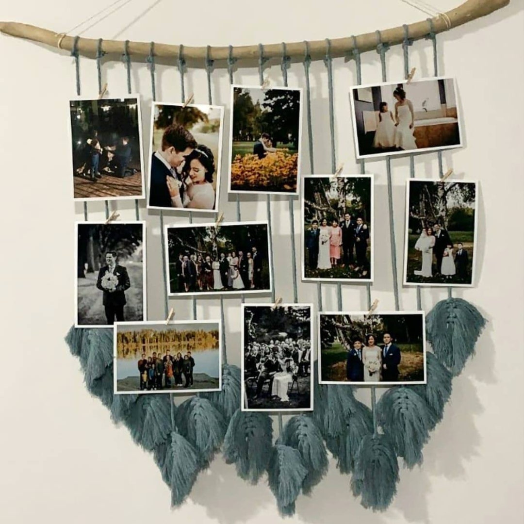 Macrame Leaf Wall Hanging, Photo Hanger, Picture Display, Macrame ...
