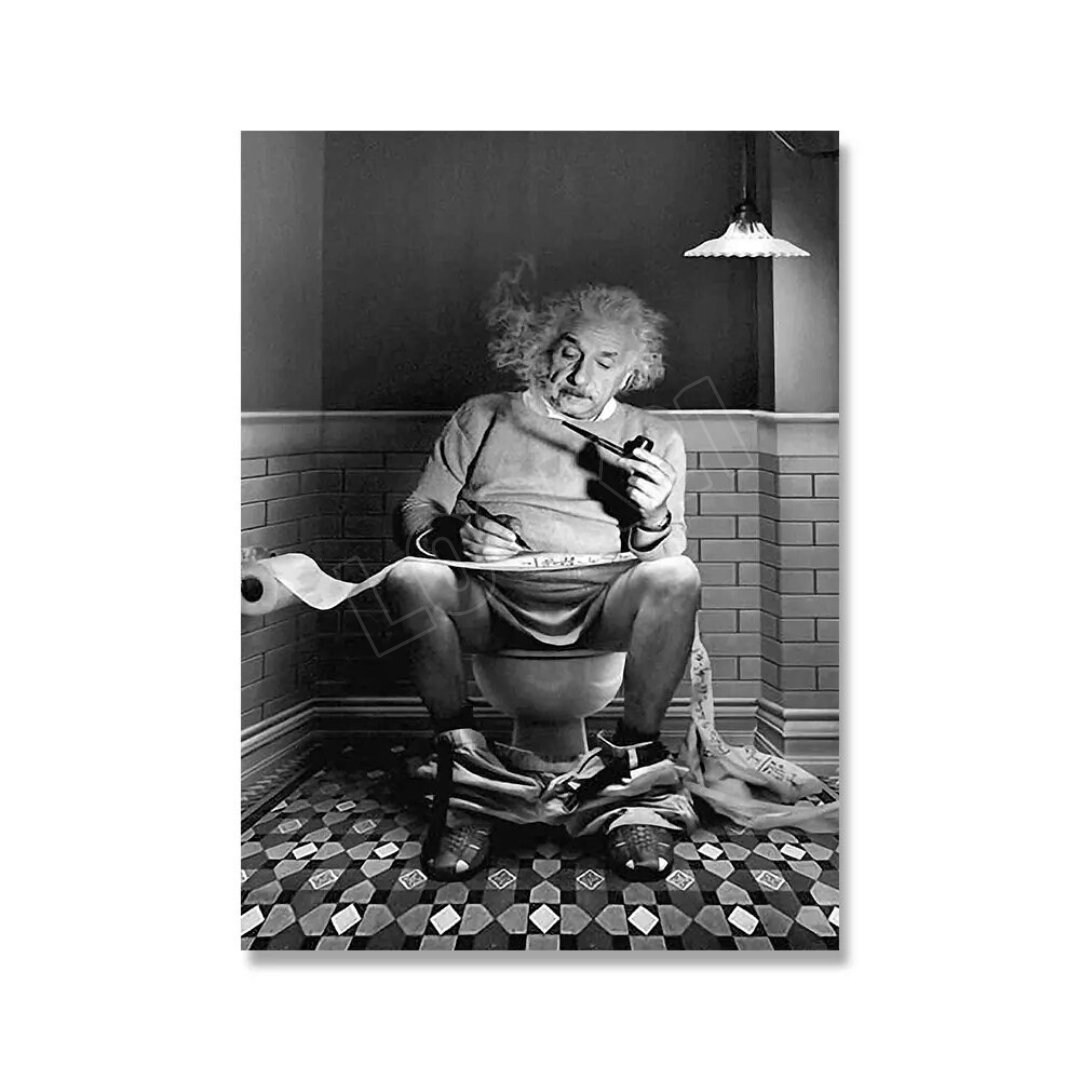 Funny Albert Einstein Sitting on Toilet Reading Newspaper - Etsy