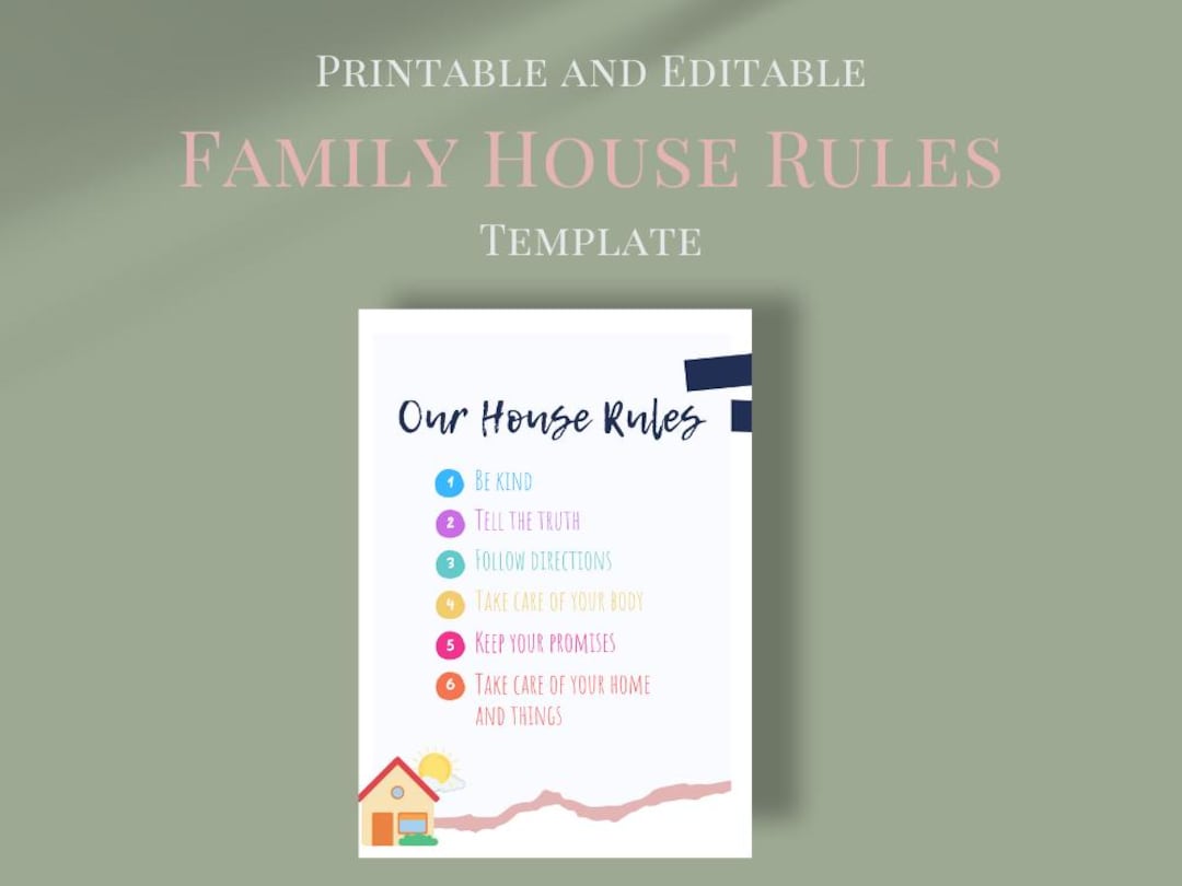 Editable House Rules Canva Template - Modern Minimalist Family Rules ...