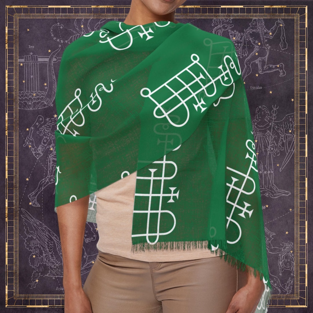 Bune Sigil White and Green Light Prayer Ritual Scarf Occult Demonolatry ...