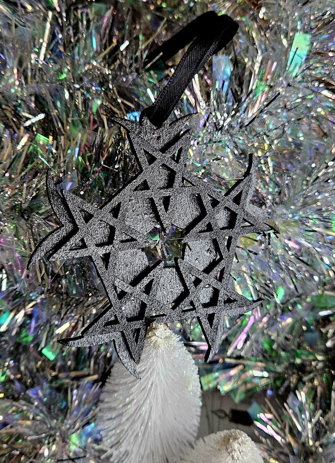 Black Triple Moon and Pentagram Gothic Tree Ornament - Etsy