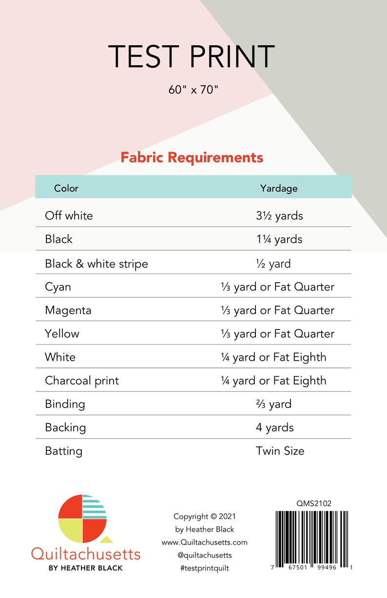 Test Print Quilt Digital Pattern by Heather Black - Etsy