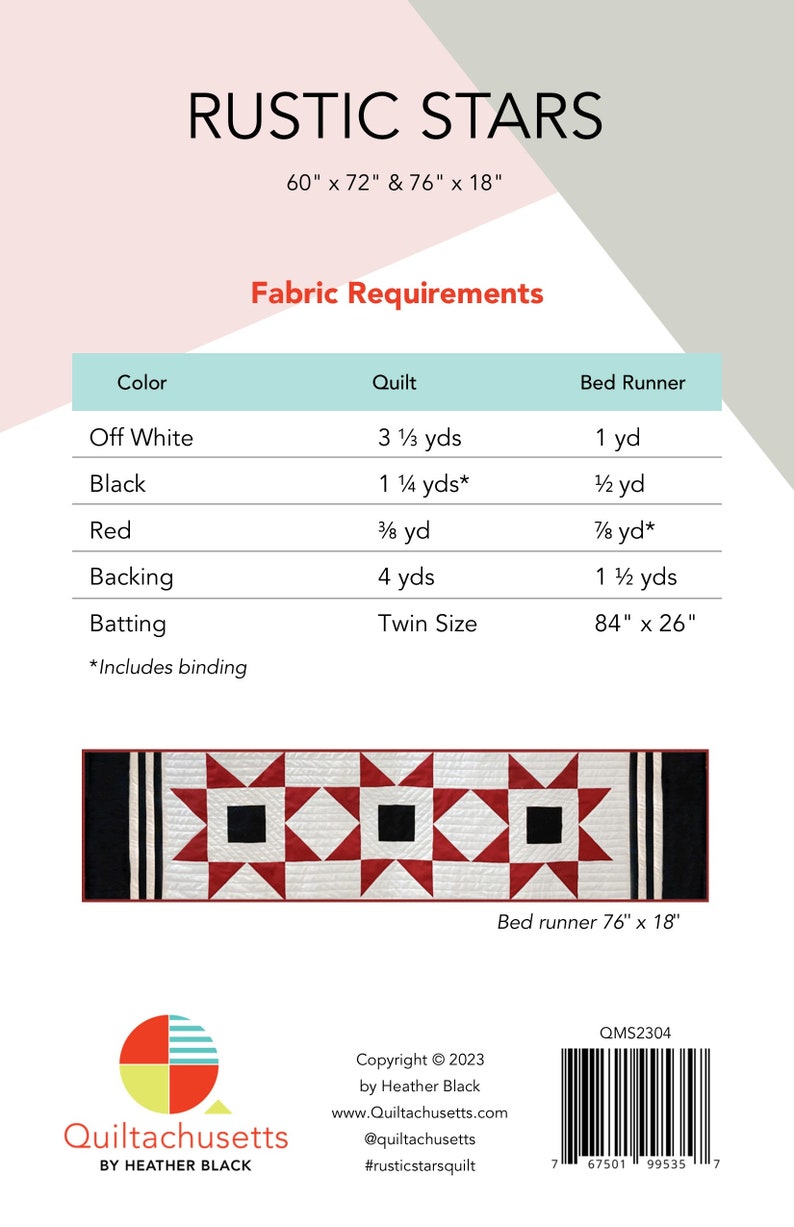 Rustic Stars Digital Quilt Pattern by Heather Black - Quiltachusetts - Etsy