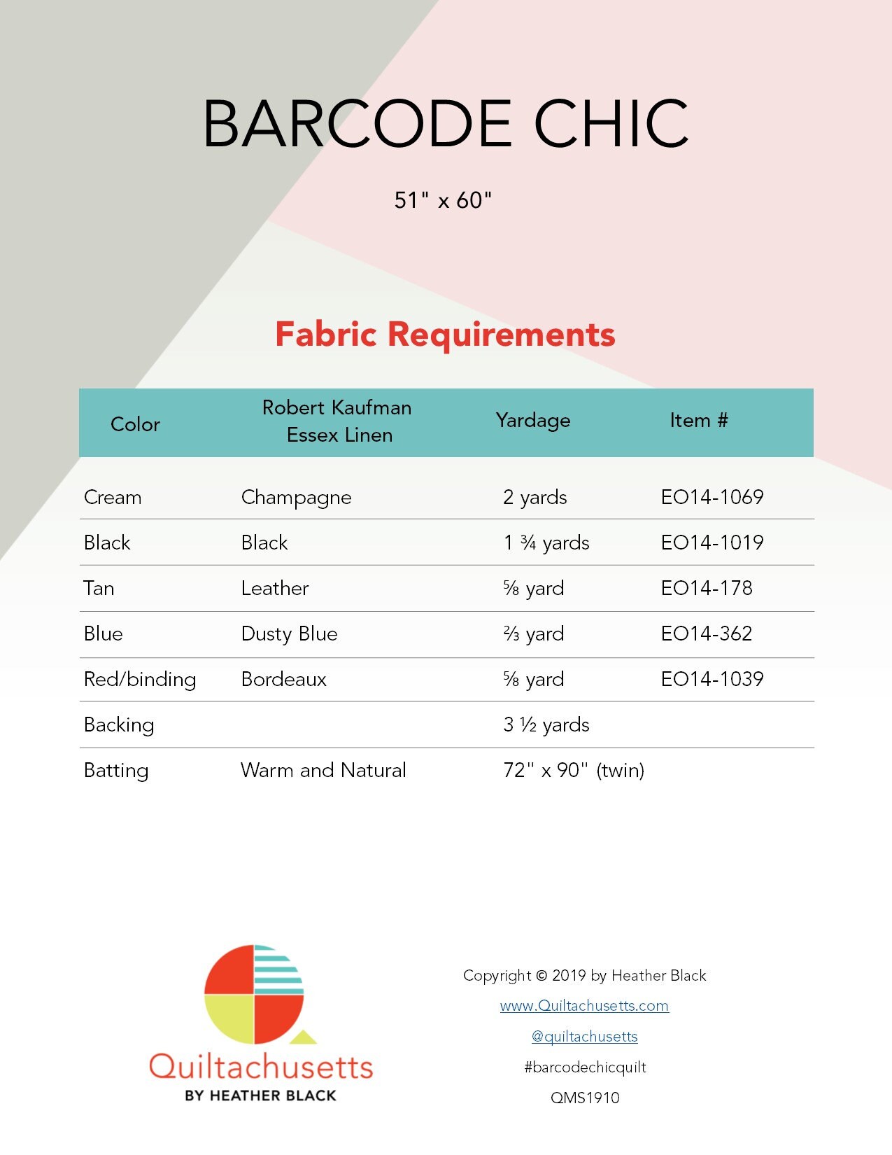 Barcode Chic Quilt Digital Pattern by Heather Black - Quiltachusetts - Etsy
