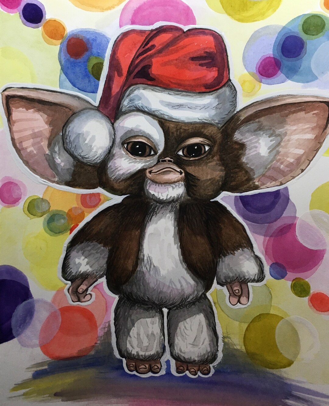 Gizmo Gemlin Christmas Holiday Illustration Painting Mogwai - Etsy