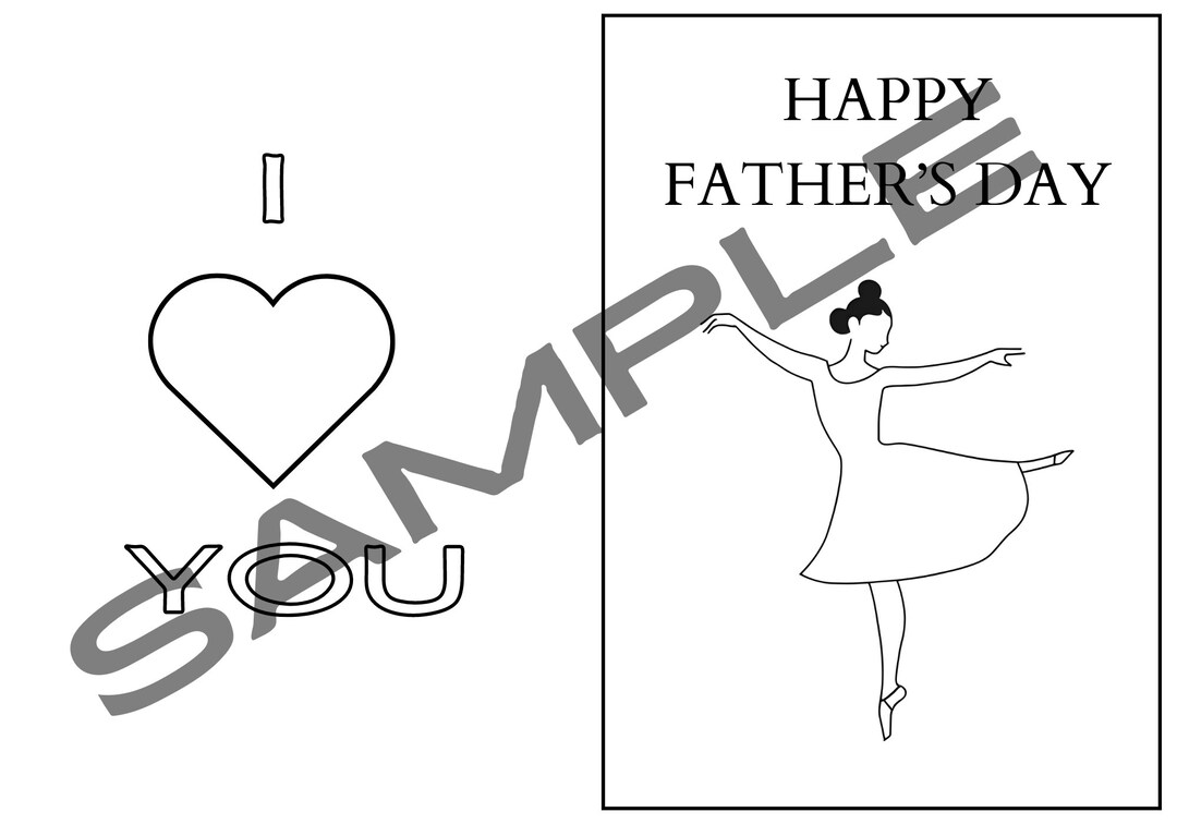Colorable Father's Day Card for Kids_ballerina (coloring) - Etsy