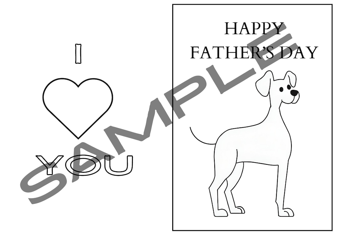 Colorable Father's Day Card for Kids_dog - Etsy