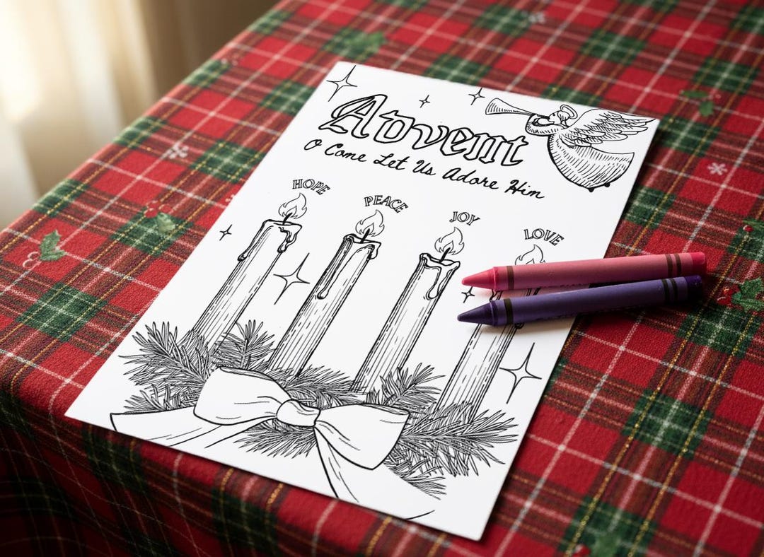 Advent Candle Coloring Page Christian Christmas Activity | Instant ...