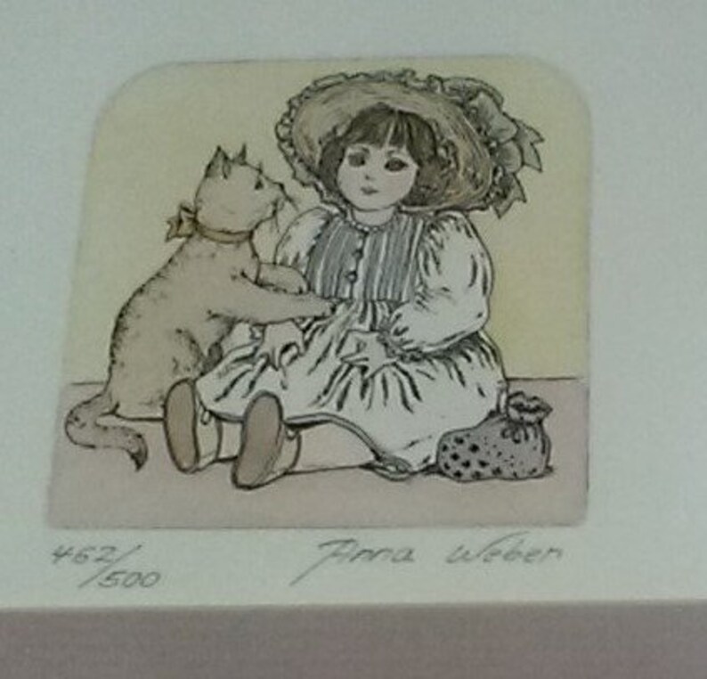 Three Vintage Anna Weber Original Limited Edition Colored Etchings of ...