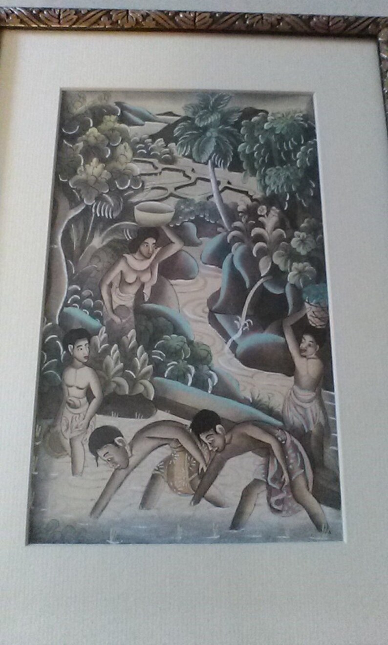 Set of Three Vintage Ida Bagus Made (batuan, Bali) Paintings on Paper ...